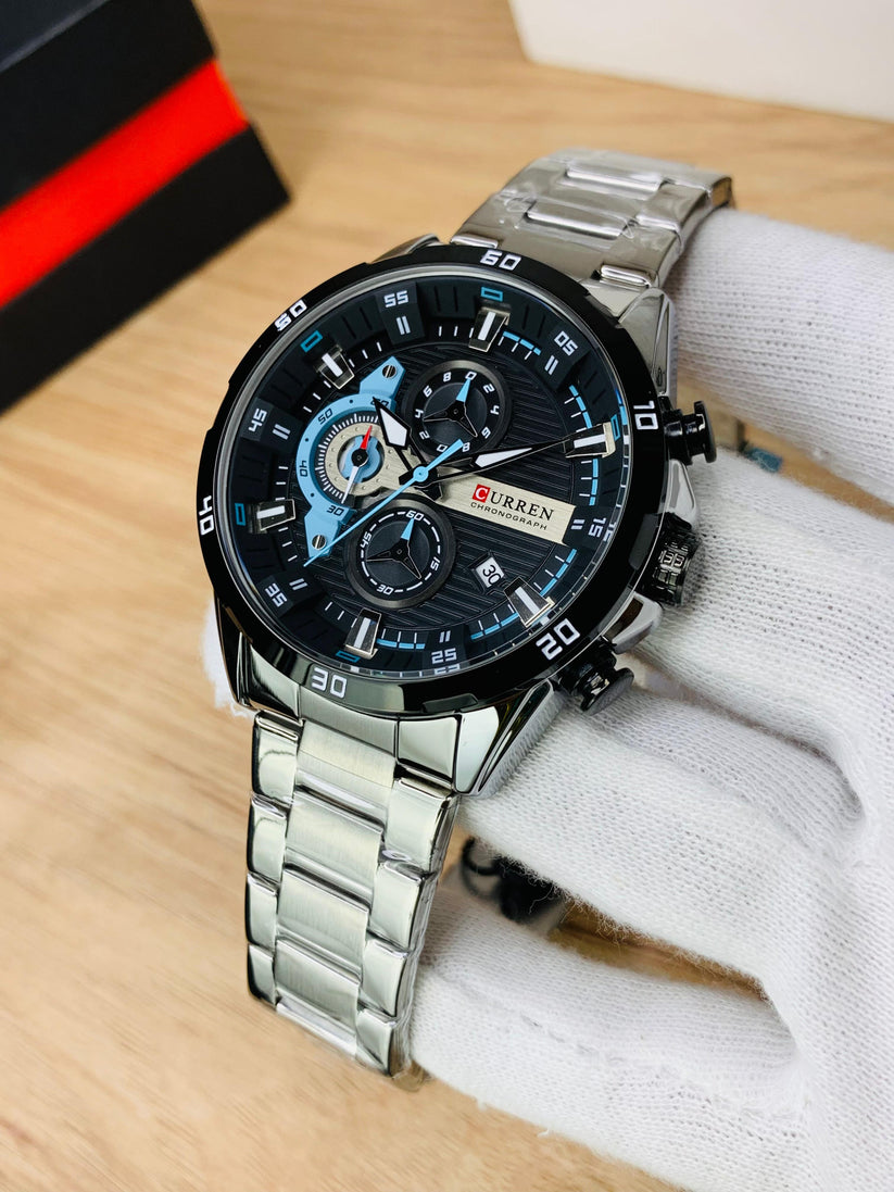 CURREN 8402 - Chronograph Working Stainless Steel Chain Watch For Men ...
